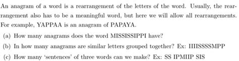 Solved An Anagram Of A Word Is A Rearrangement Of The Chegg
