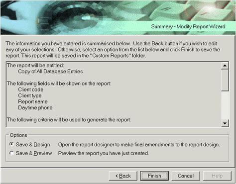 screenshot modify report wizard step 4