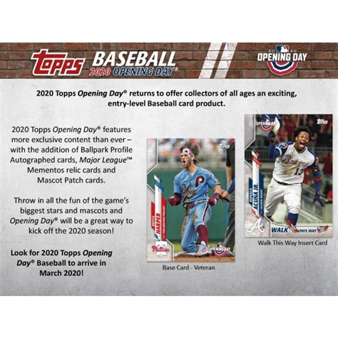 2020 Topps Opening Day Baseball Hobby 20 Box Case Steel City Collectibles