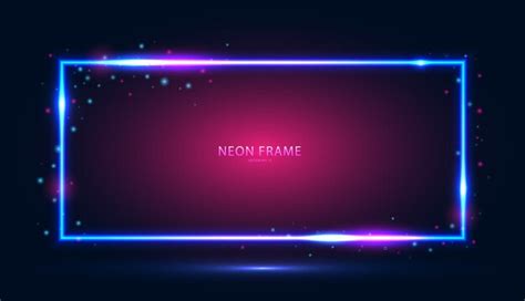 Premium Vector Neon Rectangular Frame With Shining Effects And