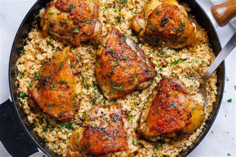 Buttery Garlic Herb Chicken And Lemon Cauliflower Rice — Eatwell101
