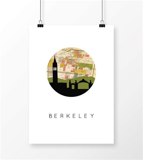 Berkeley Poster Berkeley Map Art Berkeley Art Berkeley Etsy