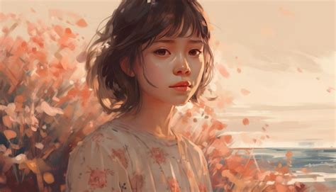 Premium Ai Image Artistic Illustration Of Young Girl Generative Ai