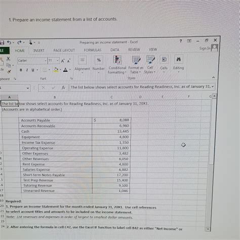 Solved Inment 0 1 Prepare An Income Statement From A List