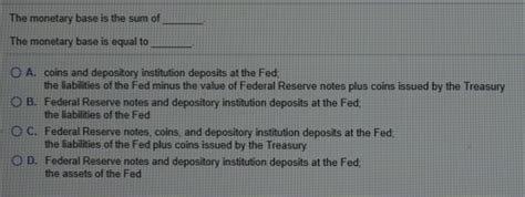 Solved The Monetary Base Is The Sum Of The Monetary Base Is Chegg Com