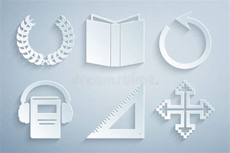 Set Triangular Ruler Refresh Audio Book Pixel Arrows In Four Directions Open And Laurel