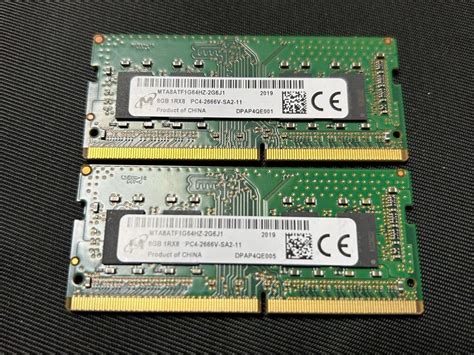 Yahooオークション 中古 Micron So Dimm Ddr4 2666 8gb 2枚 16gb Pc