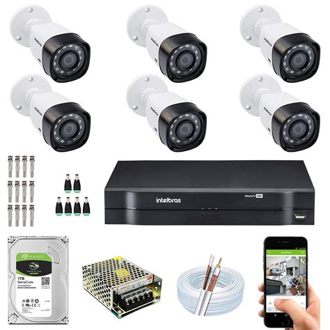 Kit Cftv 6 Câmeras Multi Hd 720p Dvr 8 Canais Intelbras 1008 R 1 274