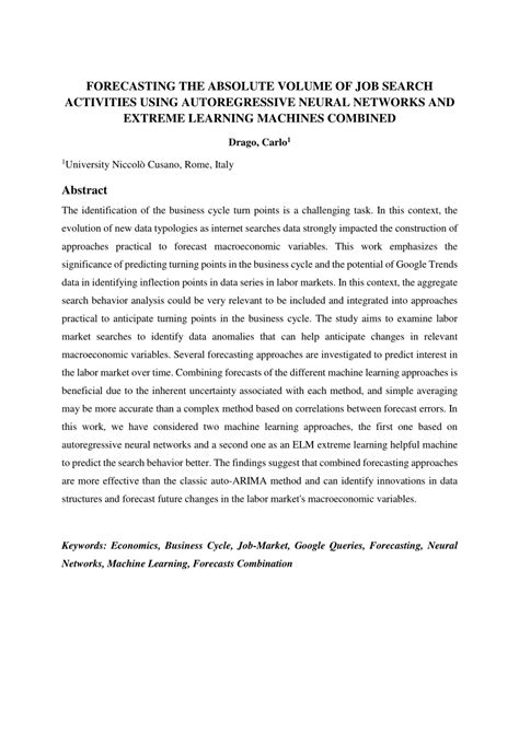PDF Forecasting The Absolute Volume Of Job Search Activities Using