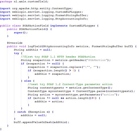 Weblogic Server Logging The Soap Action In The Accesslog