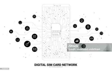 벡터 다각형 도트 기능 아이콘으로 휴대 전화 회로 보드 스타일에 선 모양의 Sim 카드 아이콘을 연결 합니다 컴퓨터 칩에 대한 스톡 벡터 아트 및 기타 이미지 Istock