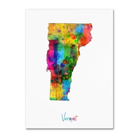 Trademark Fine Art Michael Tompsett Vermont Map Canvas Wall Art 35 X