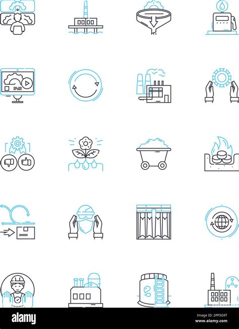Manufacturing Unit Linear Icons Set Production Assembly Automation