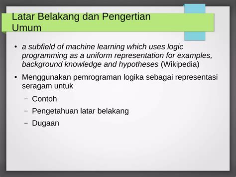 Pemrograman Logika Induktif Inductive Logic Programming Ppt
