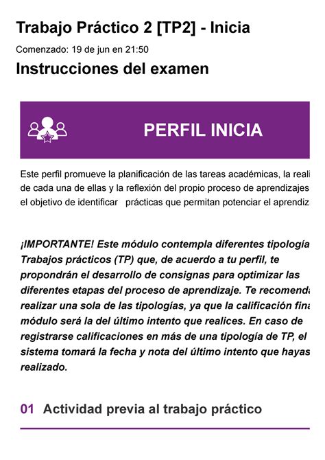 Examen Trabajo Práctico TP Inicia Trabajo Práctico TP Inicia Comenzado de