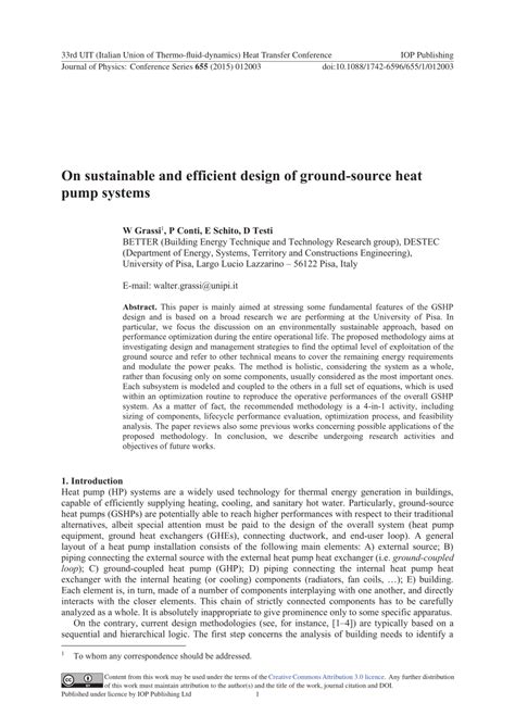 PDF On Sustainable And Efficient Design Of Ground Source Heat Pump Systems