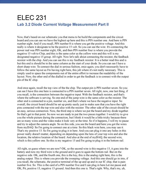 Lab 3 2 Diode Current Voltage Measurement Part II And Here Is PIN Number Eight And If You