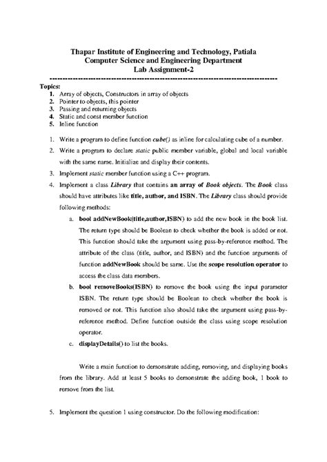 Assignment 2 Geger Thapar Institute Of Engineering And Technology Patiala Computer Science