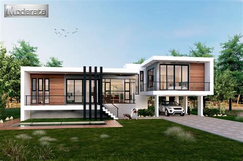 แบบบ้านโมเดิร์น สไตล์โมเดิร์น บ้านป่าตาลโมเดอเรท แบบบ้านโมเดิร์น แปลน