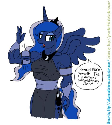 373458 Safe Artistadvanceddefense Artistgreentark46 Princess Luna Alicorn Anthro