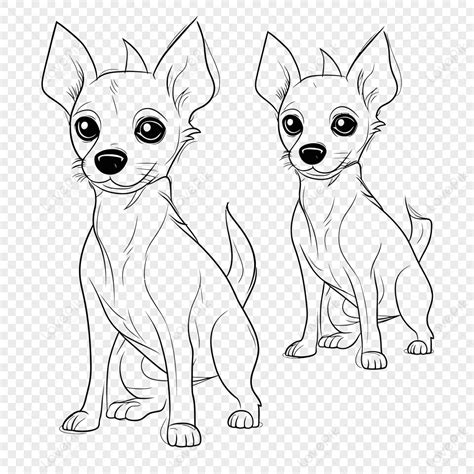 두 개의 치와와 색칠 페이지 개요 스케치 드로잉 벡터행복하다라인 아트 Png 일러스트 무료 다운로드 Lovepik