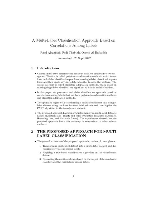 a multi label classification approach based on correlations among