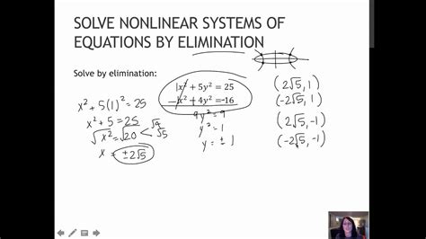 116 Solve Nonlinear Systems Of Equations By Elimination 5 4 YouTube