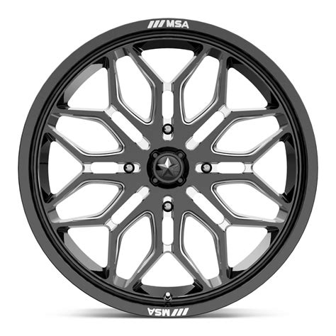 Msa Offroad Wheels M47 Sniper 22x7 4x156 Gloss Black Milled Wheel 22