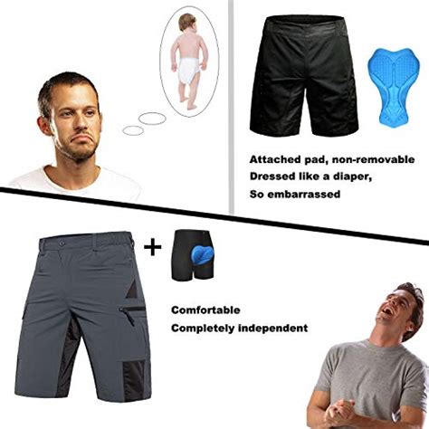 Hiauspor Mens MTB Mountain Bike Shorts 3D Padding Baggy Cycling Biking