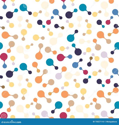 Multicolor Molecules Seamless Flat Pattern Stock Illustration