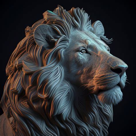 Estátua De Um Leão Criada Com Inteligência Artificial Imagem Premium