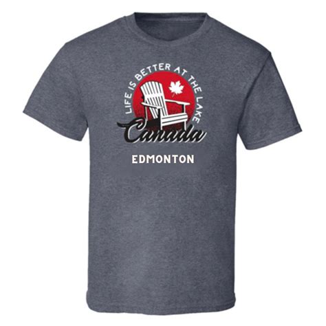 Edmonton T Shirt Adult Charcoal Heather At The Lake Premium Quality
