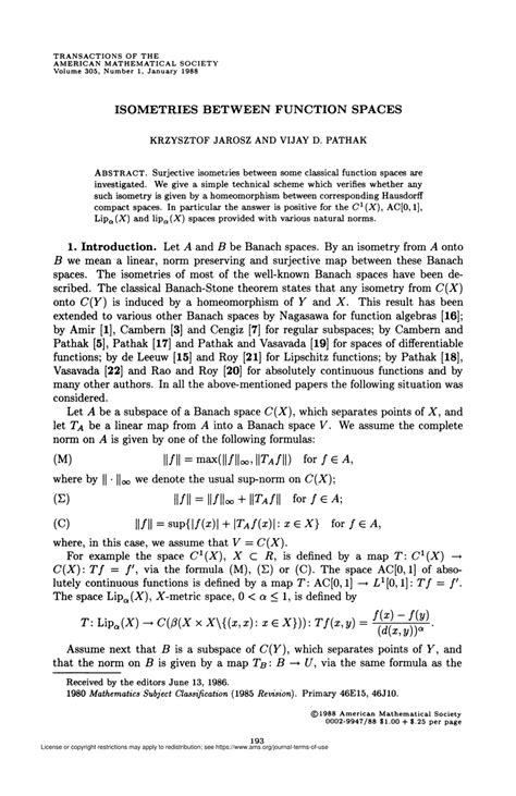 Pdf Isometries Between Function Spaces
