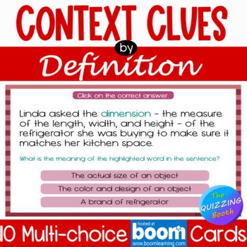 Context Clues By Definition BOOM Cards By The Quizzing Booth TPT