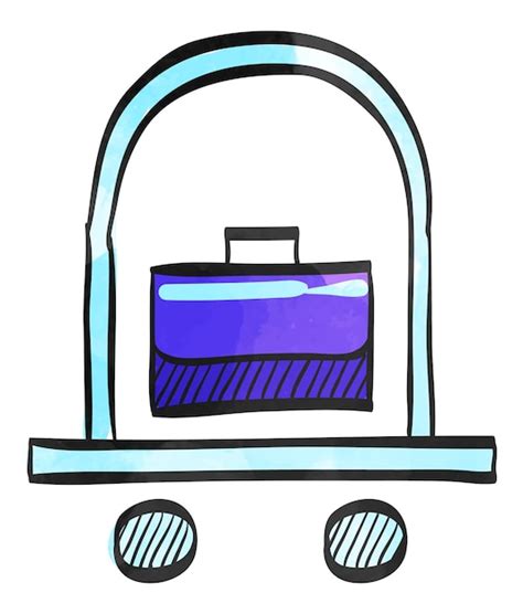 Carro De Hotel De Icono De Estilo Acuarela Vector Premium