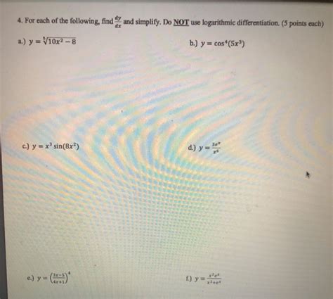 solved 4 for each of the following find and simplify do