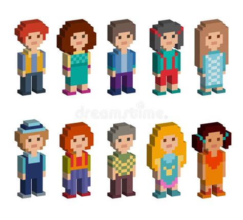 Pixel Art Set Person Stock Illustrations 1141 Pixel Art Set Person