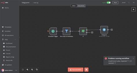 Problem Running Workflow Invalid Enum Value Expected 1 2 Received 1 Questions N8n