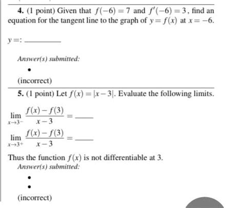 Solved 4 1 Point Given That F−67 And F′−63 Find An