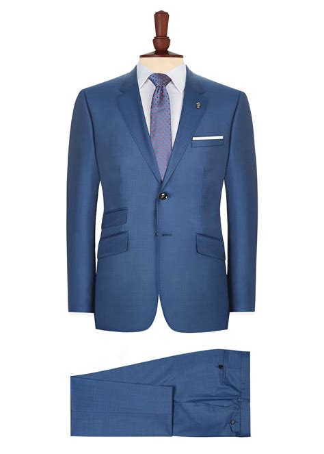 Ted Baker Tailored Fit Light Blue Sharkskin Endurance Suit For Men