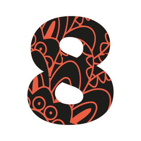 어린이 활동 학습을 위한 성인 장식용 글꼴 색칠 공부를 위한 다채로운 숫자 색칠 페이지 프리미엄 벡터