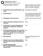 Programming 1 Quiz 1 Pdf Programming 1 Quiz 1 Study Online At Https Quizlet Com Bodxbu 1