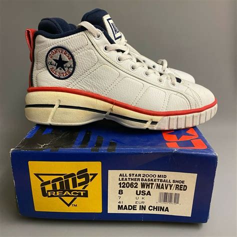 Vintage Converse Cons Basketball Shoes White Red