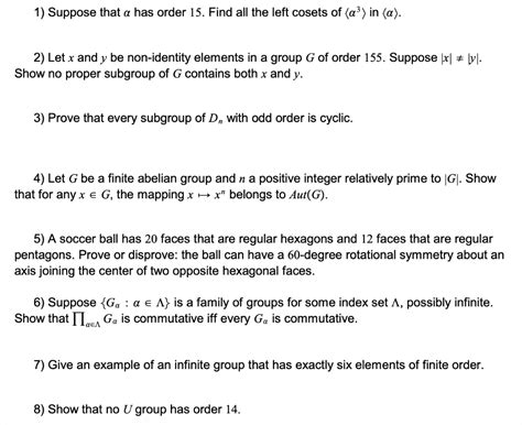 Solved Suppose that α has order Find all the left Chegg com
