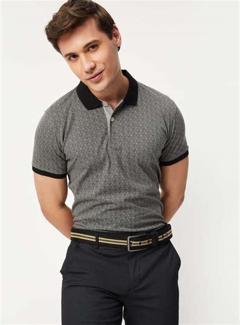 Men Printed Slim Fit Polo T Shirt Yoya