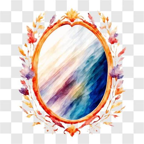 Baixe Pintura Em Aquarela De Espelho Oval Flores E Folhas Coloridas