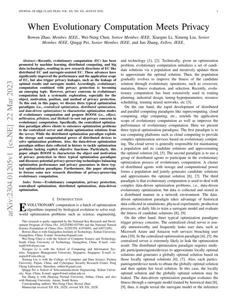 Pdf When Evolutionary Computation Meets Privacy