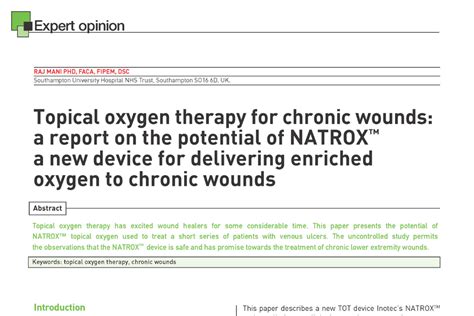 Enhancing Chronic Wound Healing with NATROX O₂ Clinical Evidence