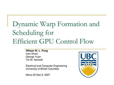 ppt dynamic warp formation and scheduling for efficient gpu control