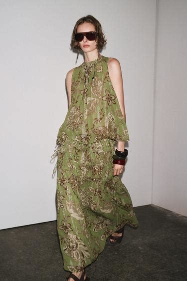 Zw Collection Floral Print Skirt Green Zara Turkey